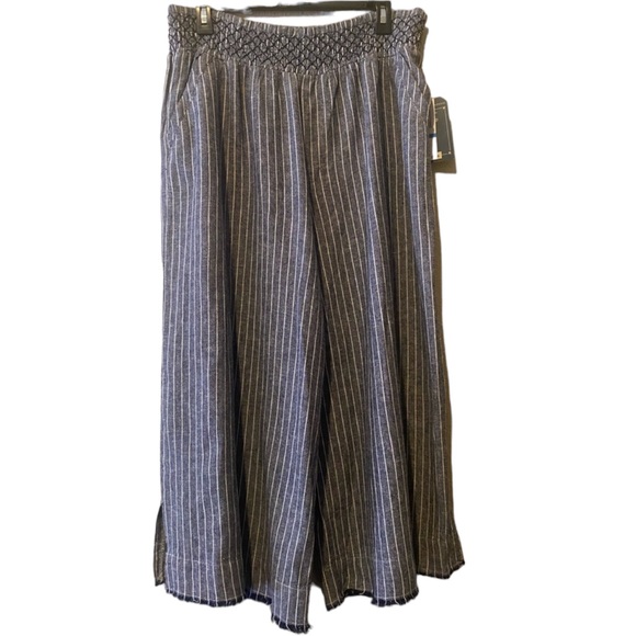 Democracy | Pants & Jumpsuits | Democracy Blue Linen Blend Stripe High ...